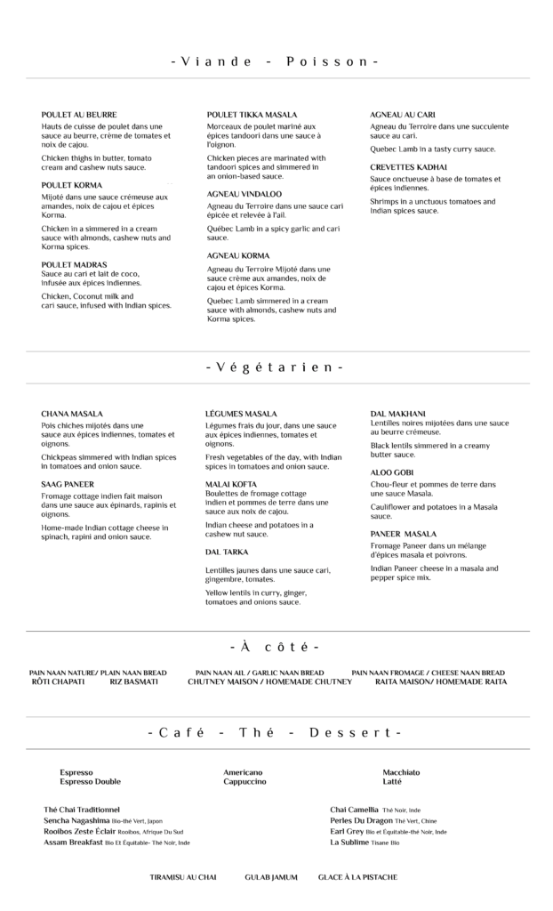 Falcon Restaurant Menu - Savour our Exquisite Dine-In Options
